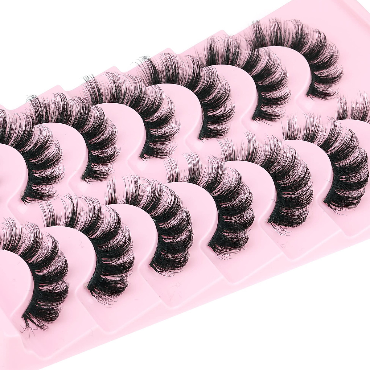Mink Lashes Fluffy Wispy Lashes Natural Look 3D False Eyelashes D Curl Russian Strip Lashes 7 Pairs Short Fake Eyelash Pack by EYDEVRO