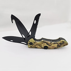 Multifunctional Folding kinfe With hook knife and serrated blade Saw Wire Cutter Multi Tool Sheath Survival knife Utility EDC Tactical Camping Fishing Hiking EDC tool Excellent Gift