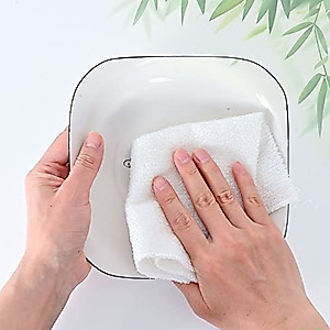 belhope Bamboo Kitchen Dish Cloths, Absorbent Quick Drying Reusable Cleaning Cloths, 9.8 x 9.8 Inches, 6-Pack, White