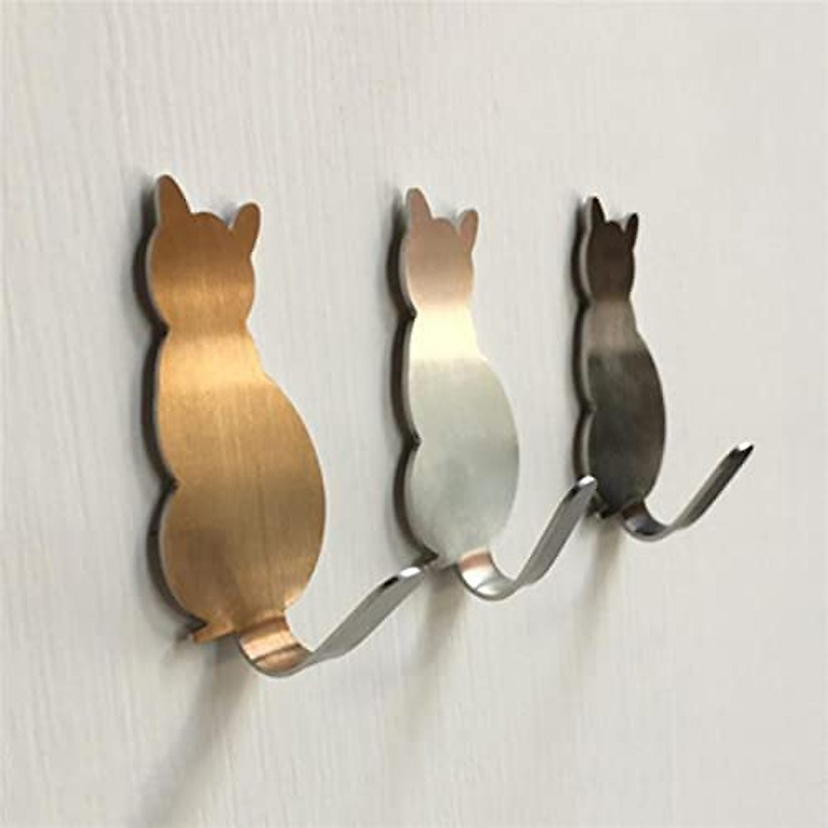 Coat Hangers Coat Hooks Wall Mounted 2pcs Self Adhesive Hooks Cat Pattern Storage Holder for Bathroom Kitchen Hanger Stick on Wall Hanging Door Clothes Towel Racks Wall Mounted Modern Coat Rack