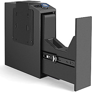 Biometric Slider Handgun Gun Safe for Nightstand, Desk, Bed Side,Truck - Auto Sliding Door Hand Gun Safe for Pistol -with Fingerprint, PIN Code, KEY Access