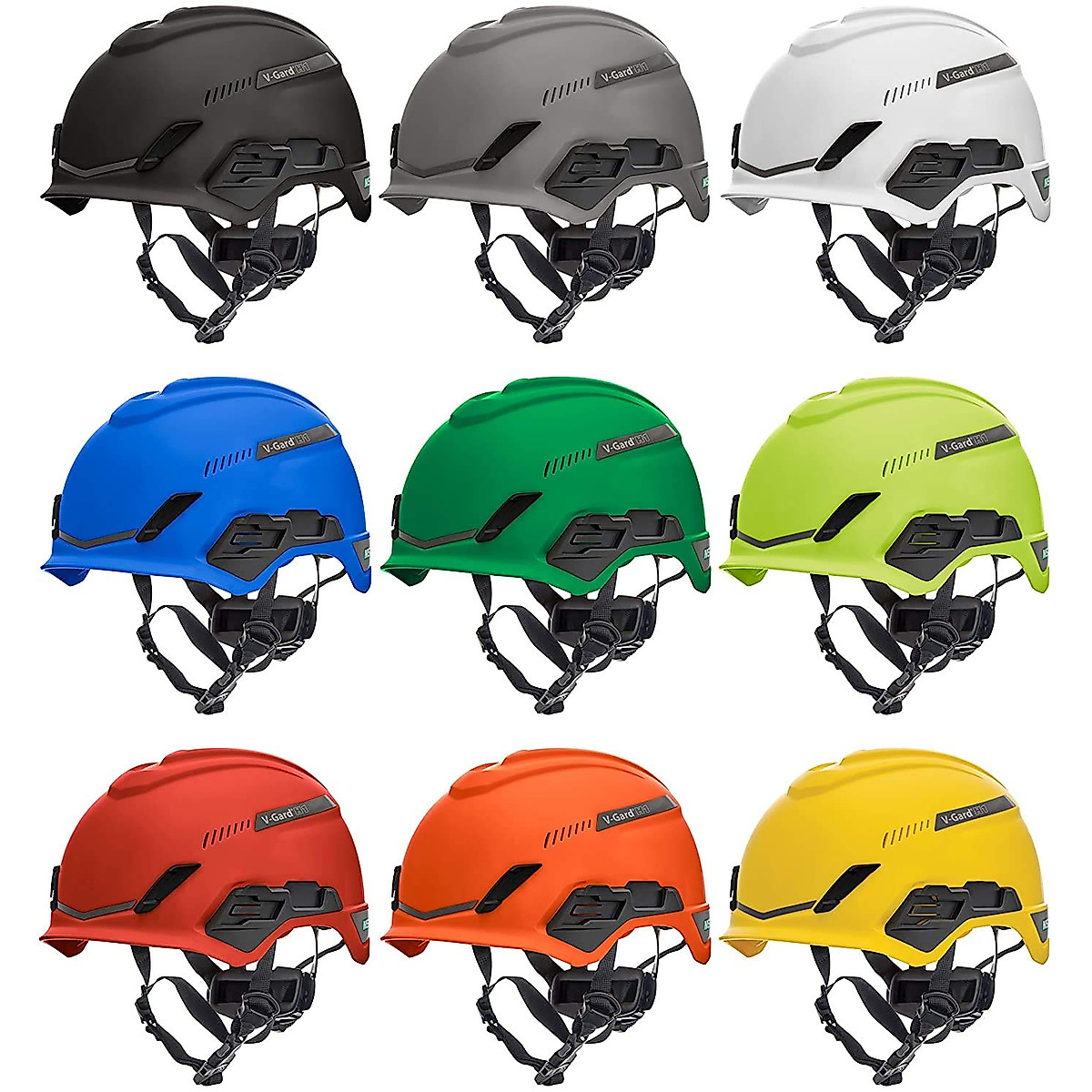 MSA 10194788 H1 V-Gard Helmet With Fas-Trac III Ratchet Suspension | Polyethylene Shell, Superior Impact Protection, Self Adjusting Crown Straps - Standard Size in Hi-Viz Yellow/Green