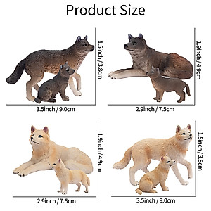 Toymany 8PCS Wolf Figures Forest Animals Toy Figurines - Realistic Jungle Zoo Animal Figurines，Educational Toy Cake Toppers Christmas Birthday Gift for Kids Boys Girls