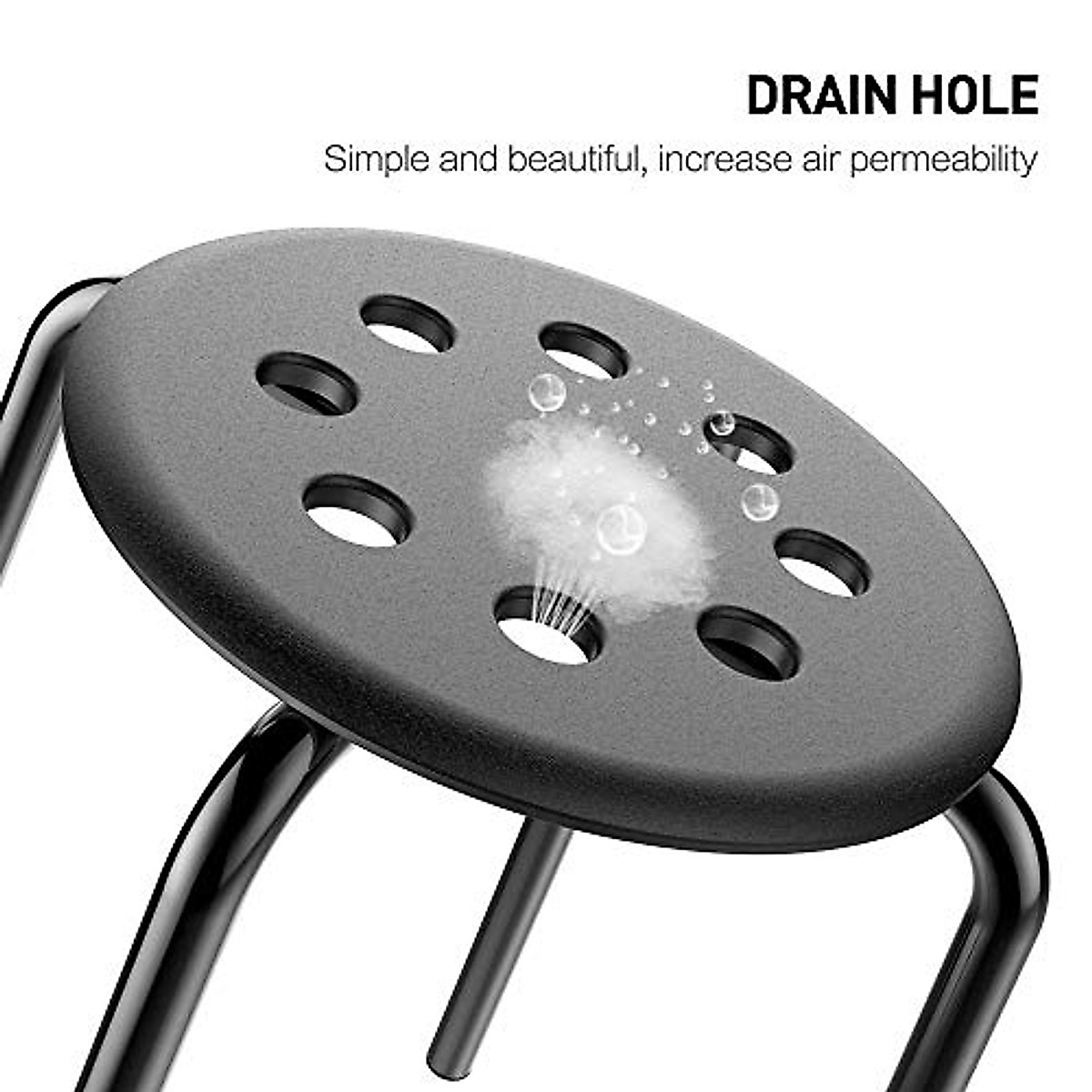 Topeakmart Set of 5 Commercial Plastic Stackable Stools Round Top Backless Stool Metal Leg 17.3in Height Black