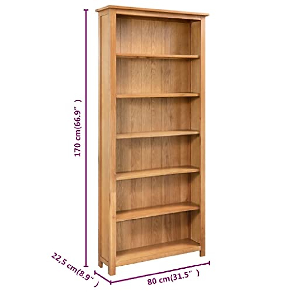 KTHLBRH Open Storage Rack, Vertical Bookshelf, Living Room Display Rack, Suitable for Bedroom, Study, Office 6 Tier Bookcase 31.5"x8.9"x66.9" Solid Oak
