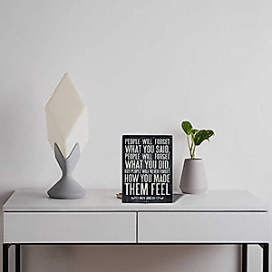 Maoerzai Inspirational Art Decor for Office, Motivational Quotes Wooden Box Sign Desk Decor Plaque with Saying Quotes for Home Office. (Black - Inspirational, 6 X 8 inch)
