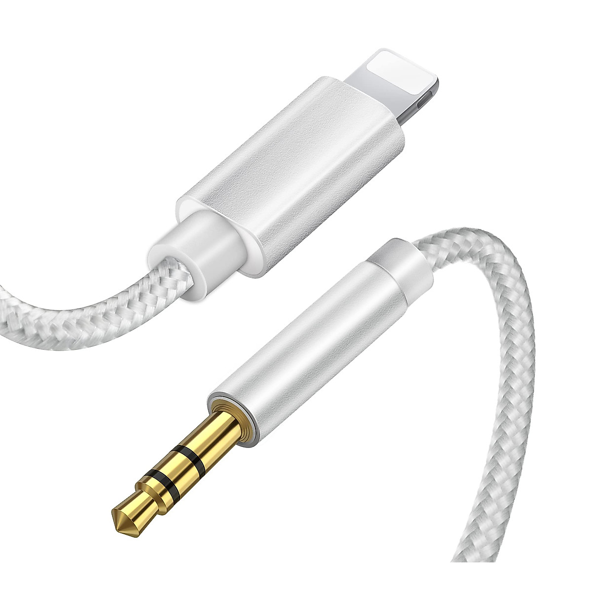 [Apple MFi Certified] Aux Cord for iPhone, Lightning to 3.5mm Aux Stereo Audio Cable Adapter Compatible with iPhone 13/12/11/XS/XR/X/8/7/All iOS for Car Home Stereo, Speaker, Headphone-3.3ft (Sliver)