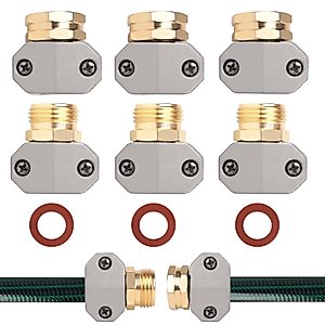 Hose repair kit,（3 Sets）garden hose repair Fittings Aluminum Female and Male With Zinc Clamp Water Hose End Repair Connector Fit 3/4 Inch And 5/8 Inch Garden Hose，garden hose repair kit