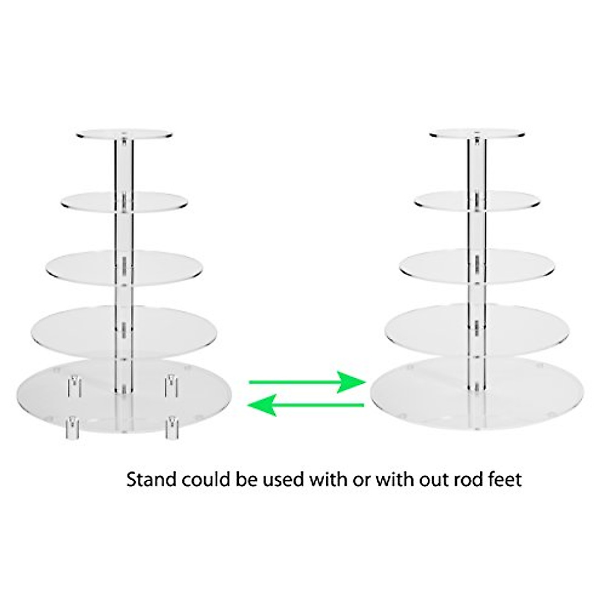 Jusalpha 5 Tier Round Acrylic Cupcake Stand-Cake Stand-Dessert Stand, Cupcake Tower 5RFs (5 Tier with Base)