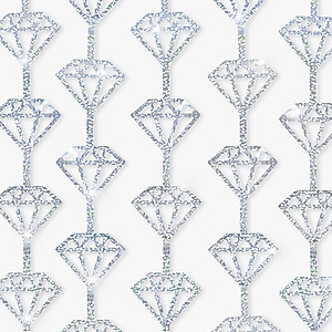 KatchOn, Holographic Silver Foil Diamond Curtains - 3.4x6.5 Feet, Pack of 2 | Diamond Backdrop Curtain | Silver Diamond Garland, Denim and Diamonds Party Decorations | Bachelorette Party Decorations