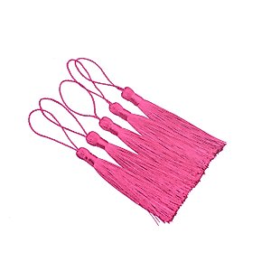 KONMAY 20pcs 3.5'' Small Silky Soft Craft Mini Bookmark Tassels with Loops for Jewelry Making, Gift Wrapping, Zipper Pull, Home Decor(Rose)