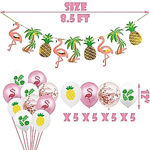Let's Get Flocked Up Balloons Rose Gold Flamingo Bachelorette Party Banner Final Flamingle/Beach Bach/Hawaii Luau/Tropical Summer Beach Pineapple Bridal Shower Bachelorette Party Supplies Decorations