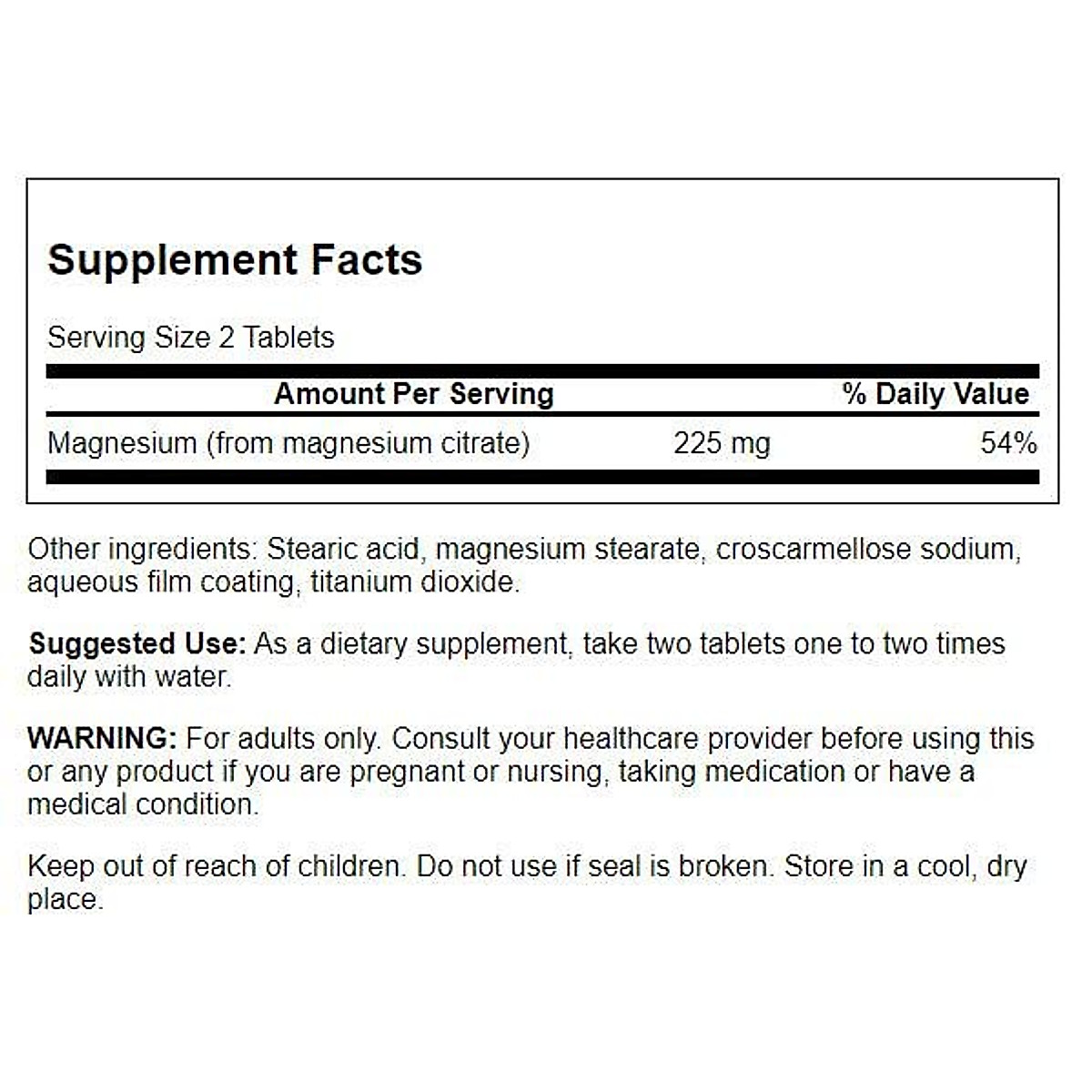 Swanson Magnesium Citrate - Super Strength 112.5 mg 240 Tabs 4 Pack