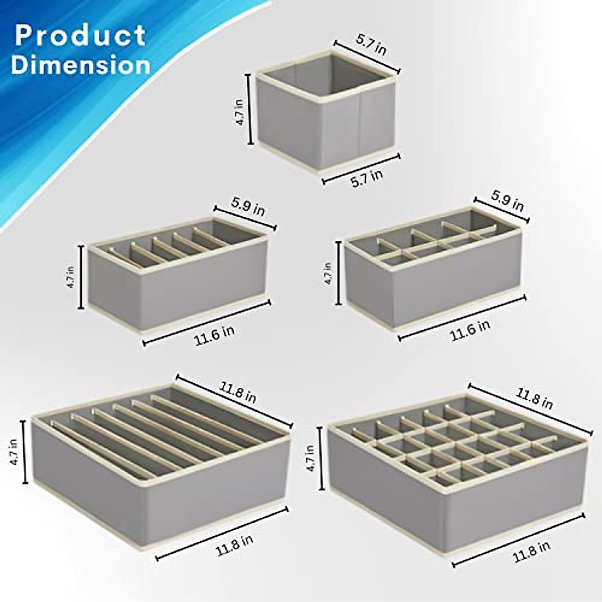 Ecomm Pros, 10 Pack Fabric Drawer Dividers Dresser Organizer, 92 Cell Underwear Organizer, Sock and Bra Organizer- Perfect Drawer Organizers for Clothing, Baby Clothes Nursery Drawer Organizer Storage