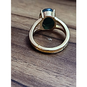 Emerald Adjustable Ring For Men And Women 7.25 CARAT Ring Gemstone Ring 14K Gold Plated Adjustable Ring Emerald Ring For Men And Women By ANTIQUESILVERJEWELRY, Green,Emerald