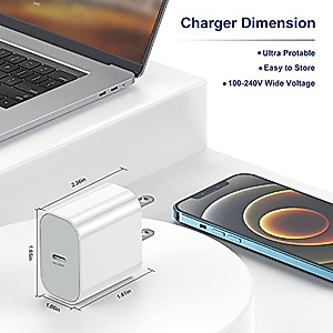 iPhone Fast Charger Block, 2Pack 20W USB C Wall Charging Plug Block with PD, Type-C Power Adapter Brick Cube for Apple iPhone 14/14 Pro Max/13/13Pro/12/12 Mini/11 Pro Max, iPad Pro 2021,Samsung Galaxy