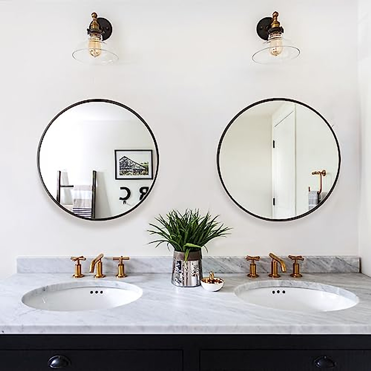 Fabuday Black Circle Mirror for Wall 20 inch - Round Mirror for Bathroom, Entryway, Living Room, Hallway, Bedroom Decor, Matte Frame Mirror