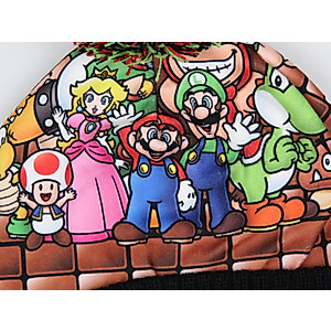 Nintendo Super Mario Multi Character Embroidered Logo Cuffed Pom Beanie Hat