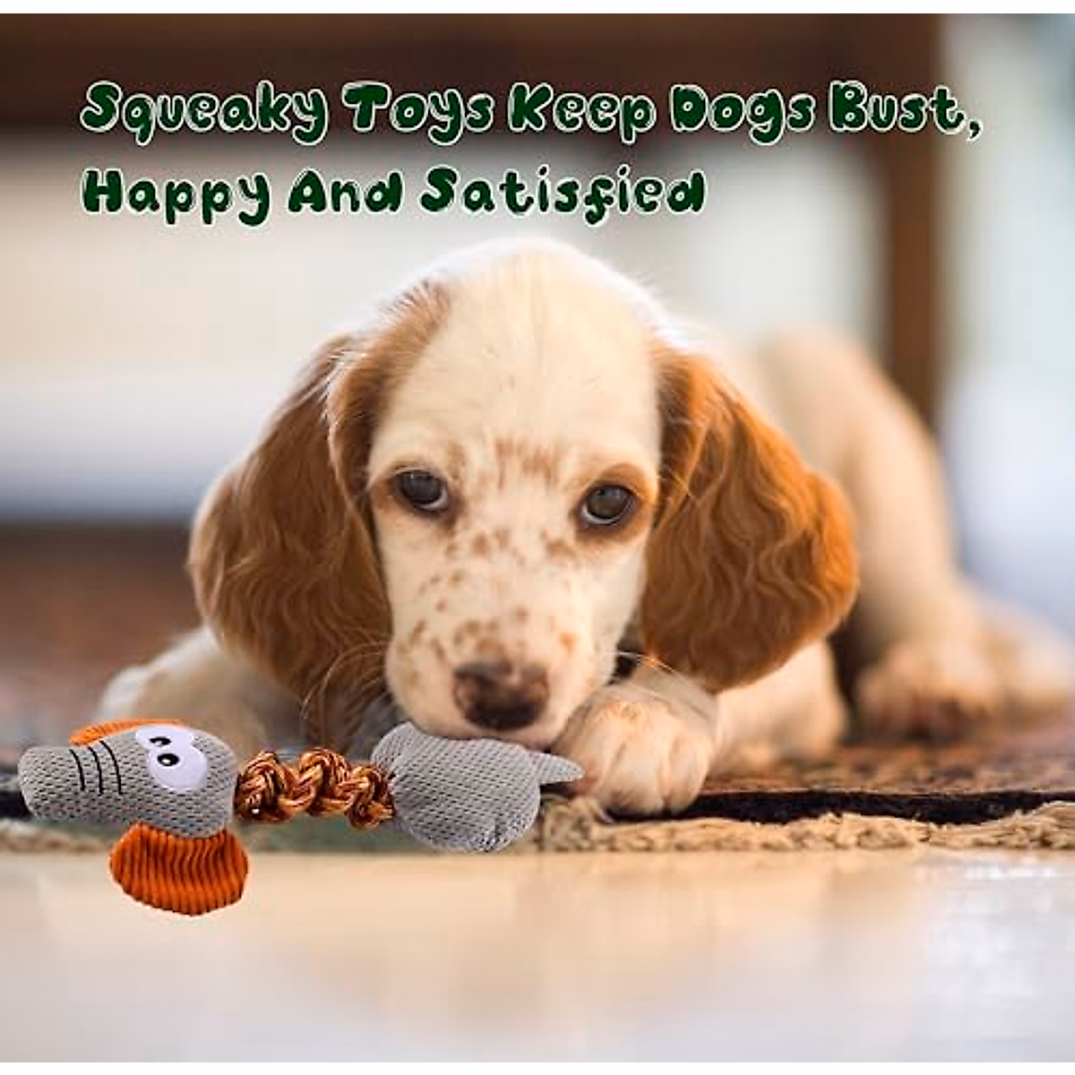 xihett Puppy Chew Toy,Squeaky Dog Toys Interactive,Plush Middle with Thick Rope Dog Chew Toys for Anxiety Relief Big Middle and Small Dog Pet Toys,Cute Interactive Toy (Elephant)