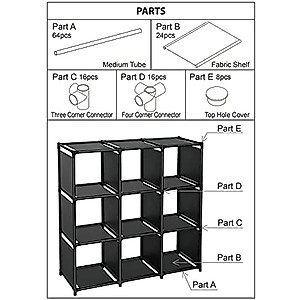 FIDUCIAL HOME 9 Cubes Storage Organizer, Sturdy Metal Frame, Black