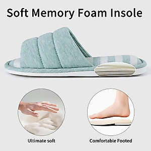 shevalues Women's Soft Indoor Slippers Open Toe Cotton Memory Foam Slip on Home Shoes House Slippers, Teal 260 (Size 7.5-8.5)