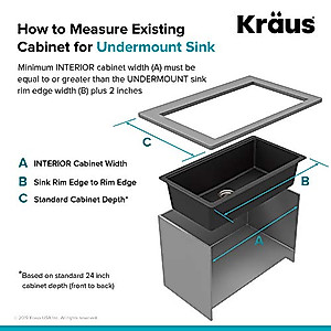 Kraus KGU-413B Undermount Single Bowl Granite Kitchen Sink, 31 Inch, Black