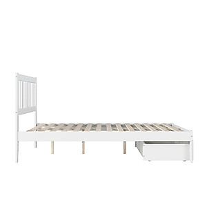 AFI Tahoe Twin XL Size Platform Bed with Foot Drawer & Charging Station in White
