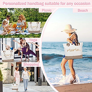 GhvyenntteS Christmas Gifts for Women, Mama Bag, Beach Tote Bag, Mom Bag with Zipper, New Mom Gifts Bag for Hospital, Personalized Tote Bags for Women, Birthday Gifts for Women