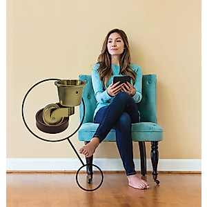 Slipstick CB605 Small Furniture Wheel Caster Cups/Floor Protectors with Non Skid Rubber Grip (Set of 4 Gripper Cups) 2 Inch Round - Chocolate Brown