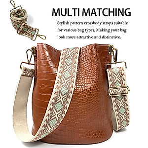 Dsigo Purse Strap, 2" Wide Gold Buckle Embroidery Crossbody Shoulder Strap for Bag Handbag Canvas Bag Crossbody Bags (Classic Brown Flower)