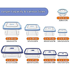 GiFBERA 40-Piece Food Storage Containers with Lids and Vent (20 Containers & 20 Lids) - Food Grade Kitchen Organization for Leftover, Meal Prep, Lunch - Microwave Dishwasher Safe