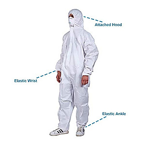 Cleaing Pack of 3 Disposable Hazmat Suits X-large, Paint Suit, Coveralls with Hood and Elastic Wrists