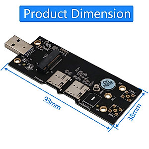 NGFF(M.2) to USB 3.0 Adapter with Dual Nano SIM Card Slot for 3G/4G/5G Module