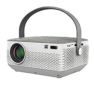 RCA RPJ402 1080P Bluetooth 5.0 Home Theater, Video Projector, LCD Display, HDMI USB AV TF, Indoor & Outdoor Use, Built-in Rechargeable Battery, White