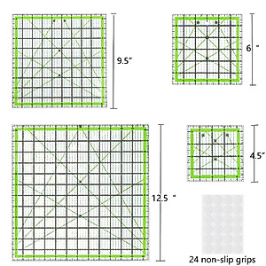Quilting Rulers,4 Square Ruler Quilting Templates(4.5"X4.5", 6"X6", 9.5"X9.5", 12.5"X12.5"),Quilting Rulers Acrylic Rulers