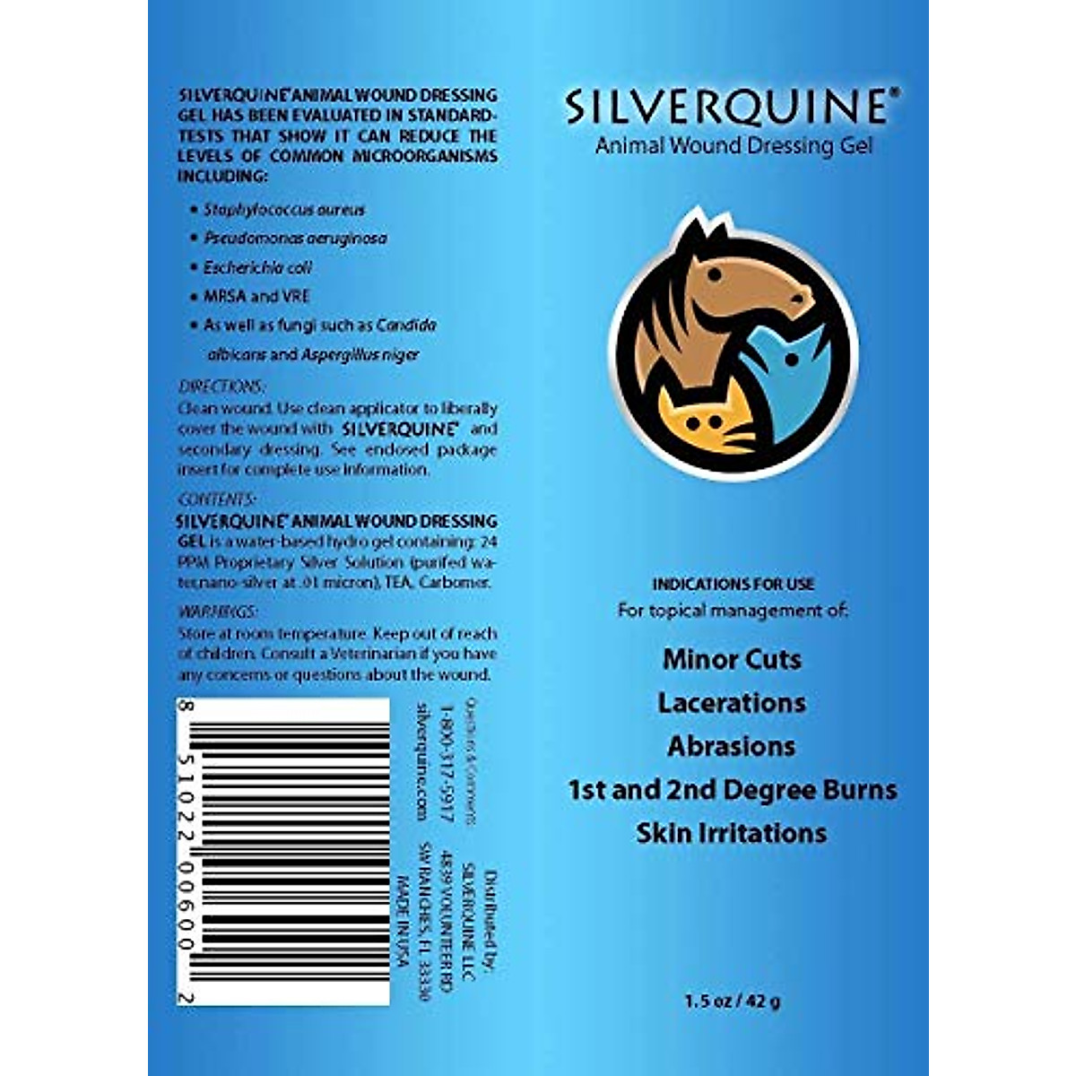 Silverquine Pet Wound & Itch Care | Dogs, Cats, Horses, Skin & Coat Care, Hydrogel Liquid Bandage, Healing on Cuts, Hot Spot, Burns, Skin Irritation, for Relief & Treatment, Vet Recommended 1.5OZ