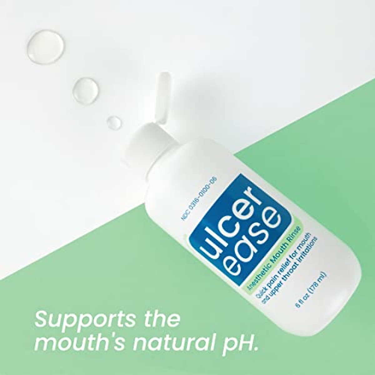 UlcerEase Anesthetic Mouth Rinse, Bottle, Updated Packaging, 6 Fl Oz