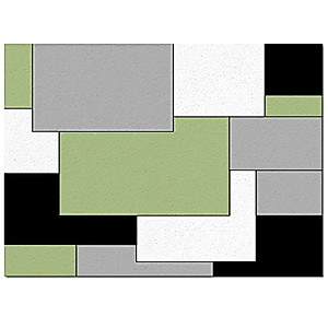 Fresh and Simple Green Geometric Area Rug, Modern Black and White Plaid Interior Rug, Super Soft Fluffy Plush with Non-Slip Backing, Suitable for Living Room Bedroom Study Dining Room 5 x 6ft