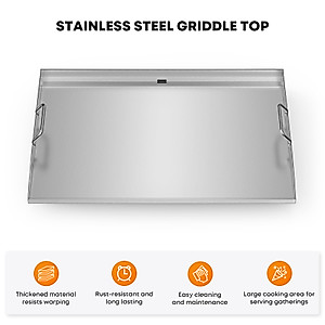 Stanbroil 28 Inch Flat Top Griddle, Stainless Steel Griddle Replacement Top for Blackstone 28" 2-Burner Gas Grill Cooking Station, Rear Grease Management System