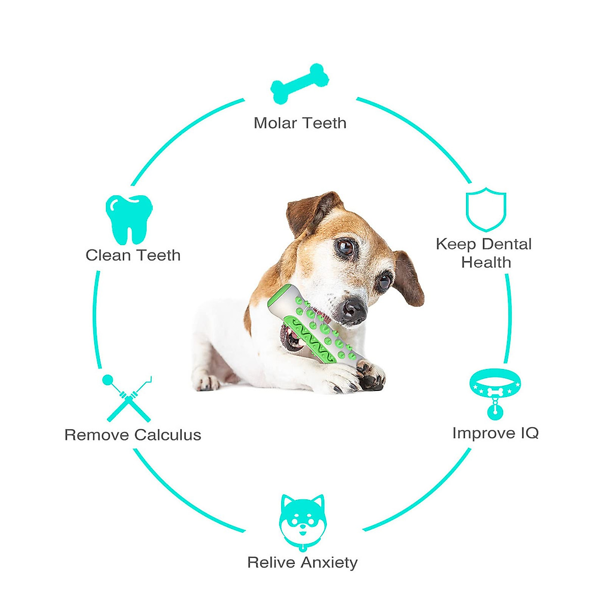 Dog Teething Chew Toy, Toothbrush Stick for Teeth Cleaning, Stress Relief for Small, Medium & Large Dogs with Freezable Feature (Gray Blue)