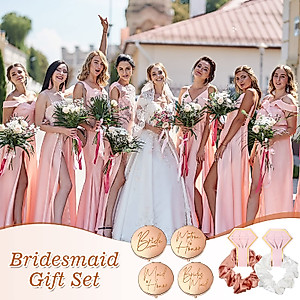 16 Pcs Proposal Gifts Set Compact Pocket Mirrors Bride Maid of Honor Matron of Honor Bridesmaid Diamond Makeup Mirrors with Hair Scrunchies for Wedding Bachelorette Bride Shower Party Bridesmaid Gifts