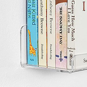 OAPRIRE Clear Acrylic Wall Shelf Set of 2, 10" Floating Book Shelves for Wall, Display Floating Wall Shelves for Bathroom, Bedroom, Kitchen