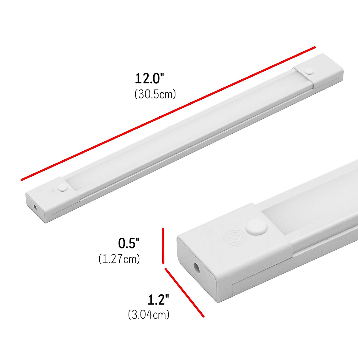UltraPro 12in. Touch On/Off Plug-in LED Fixture, 2 Pack, Warm White, Bar, Under Cabinet, Kitchen, Closet Light, 44405