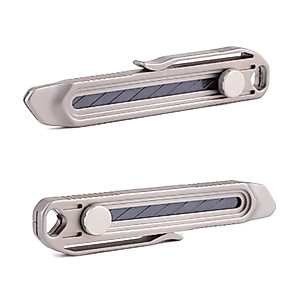 Samior TU97 Titanium Small Utility Knife, Precision Craft Knife, Retractable Box Cartons Cutting Knife, for Office, Home, Arts, Crafts, with 10 Blades