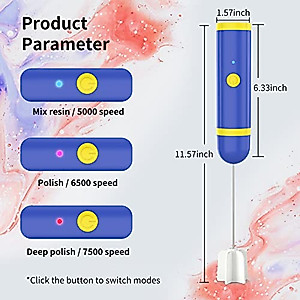 Resin Mixer, Electric 2-in-1 Handheld Rechargeable Epoxy Mixer with Polishing Kit, Resin Supplies, Paint Projects Acrylic Mixing Tools, Minimizes for Resin Bubble Free