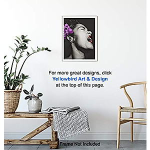 Billie Holiday Poster - African American Wall Art - Black Wall Decor - Gift for Singer, Performer, Black History - 8x10 Wall Art for Bedroom, Living Room, Jazz Music Studio - Lady Sings the Blues