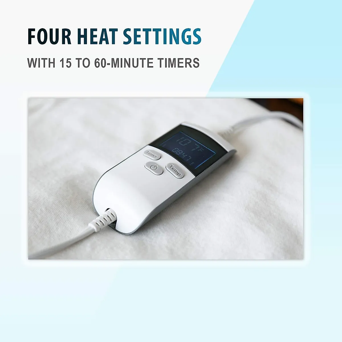 Extra Large Moist Heating Pad with Auto Shut Off for Cramps and Back Pain by ThermoRelief - Extra Hot Medical Grade Digital Electric Pad – King Size (26" x 14") Ivory