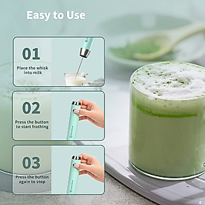 Maestri House Rechargeable Milk Frother with 3 Heads, Handheld Electric Foam Maker Waterproof Detachable Stainless Steel Whisk Drink Mixer Foamer with Stand for Lattes, Cappuccino, Egg