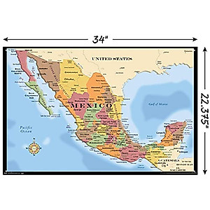 Map - Mexico Wall Poster with Push Pins