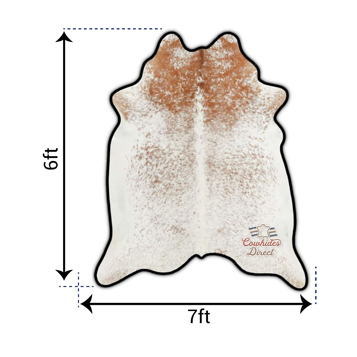 Cowhides Direct Genuine Cowhide Rug (Salt & Pepper) - Authentic Cow Rug with Non-Slip Suede Backing - Cow Rugs for Living Room, Bedroom & More - Decorative Rug (Brown, 7x6 XL)